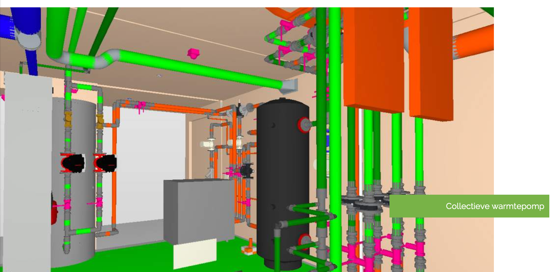 Extreem lage energiekosten flat door collectieve warmtepomp en zon